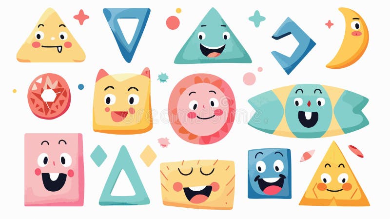 Whimsical Geometric Characters Compilation for Creative Projects Stock ...