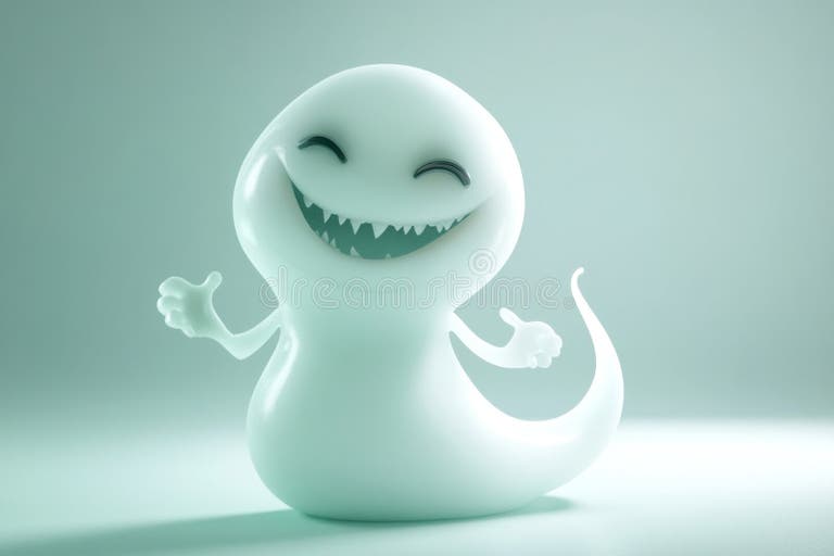 Whimsical Ghost Character with Cheerful Expression and Playful Pose ...