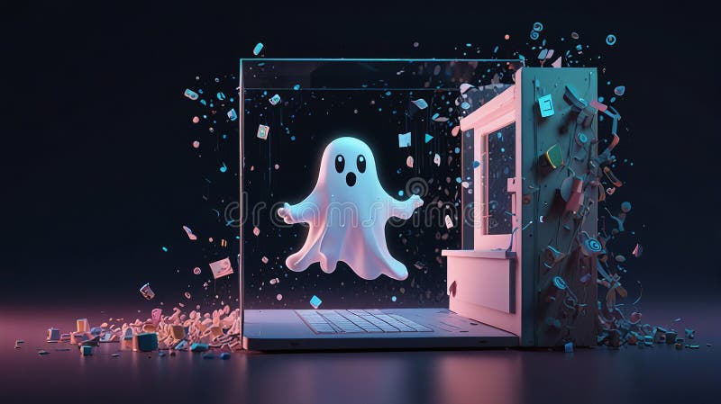Whimsical Ghost Floating with Lightning Effect Stock Illustration ...
