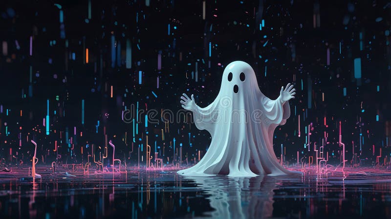 Whimsical Ghost with Floating Lightning Effects Stock Illustration ...