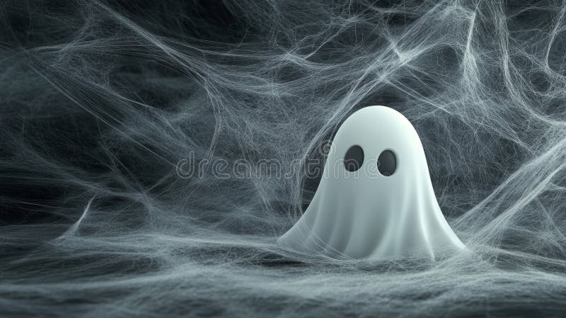 A Whimsical Ghost Surrounded by Eerie Cobwebs, Perfect for Halloween ...