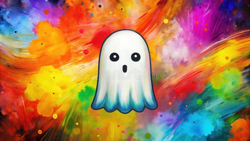 Whimsical Ghost in a Vibrant, Abstract Watercolor Explosion. Generative ...