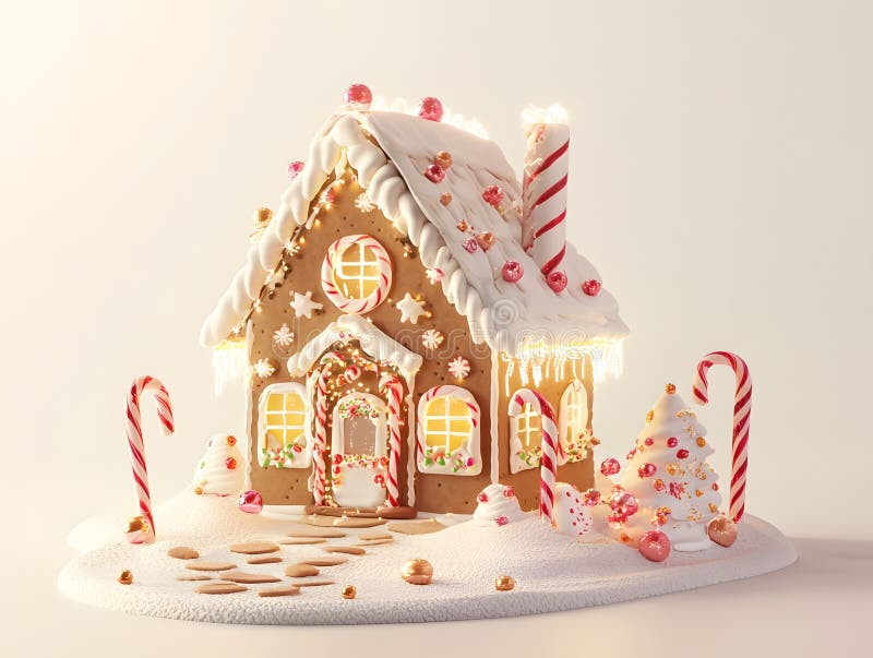 3D Animation Style of a Whimsical Gingerbread House Decorated with ...