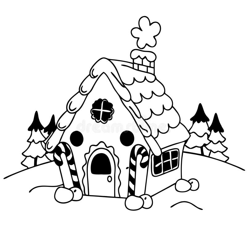 Whimsical Gingerbread House with Candy Canes Winter Scene Vector Art ...