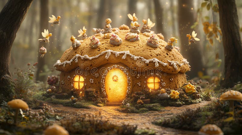 A Whimsical Gingerbread House Nestled in a Magical Forest, Surrounded ...