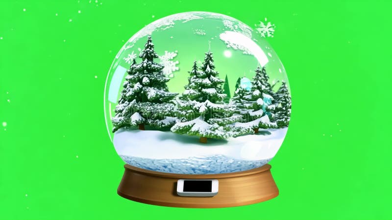 A Whimsical Globe Featuring a Snowy Landscape Inside. Green Screen ...