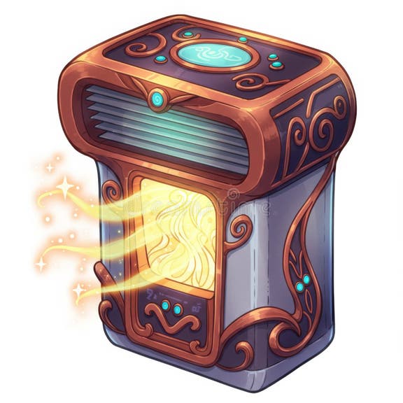 Whimsical Glowing Copper Machine with Ornate Design Stock Illustration ...
