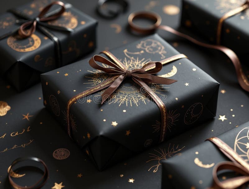 Luxurious Occult Whimsigothic Celestial Gift Wrapping Design Stock ...