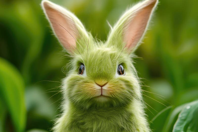 Whimsical Green Bunny Ears with a Playful Grin. Stock Illustration ...