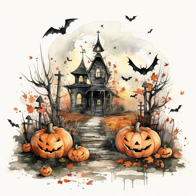 Whimsical Halloween Backdrop Stock Illustration - Illustration of page ...
