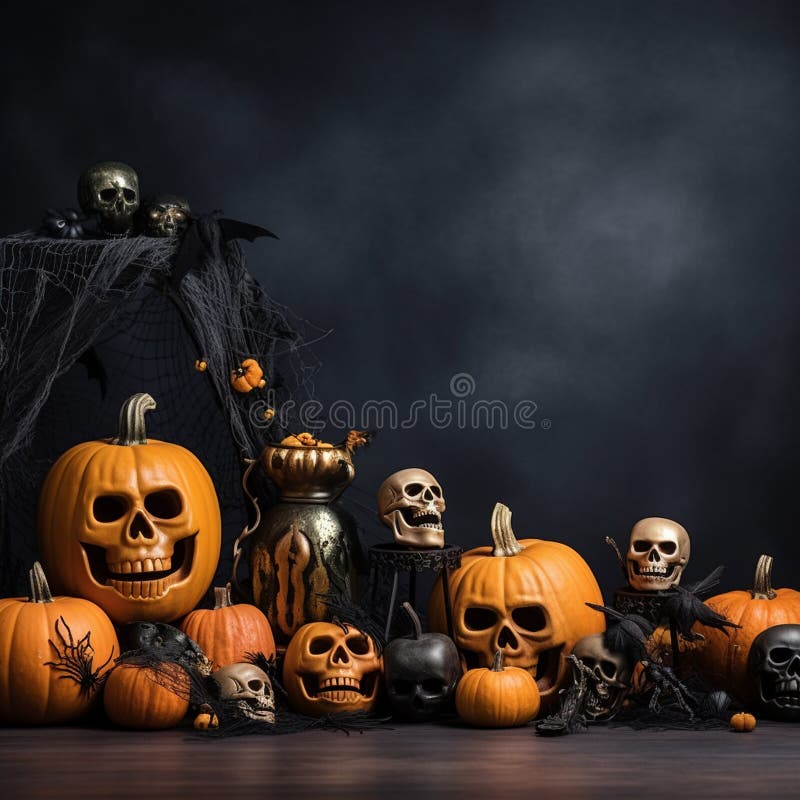 Whimsical Halloween Backdrop Stock Illustration - Illustration of ...