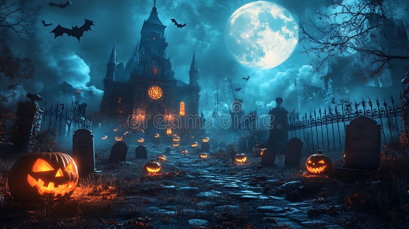 A Whimsical Halloween Graveyard Scene with Tombstones, a Creepy Iron ... A Whimsical Halloween Graveyard Scene with Tombstones, a Creepy Iron ...