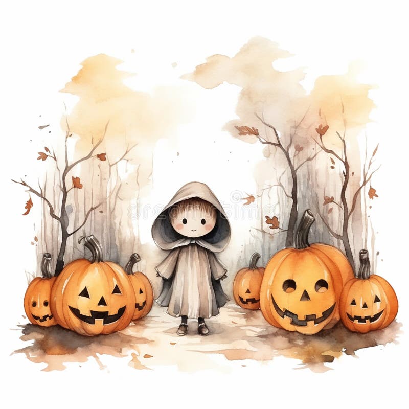 Whimsical Halloween Jack-o -lantern Stock Illustration - Illustration ...