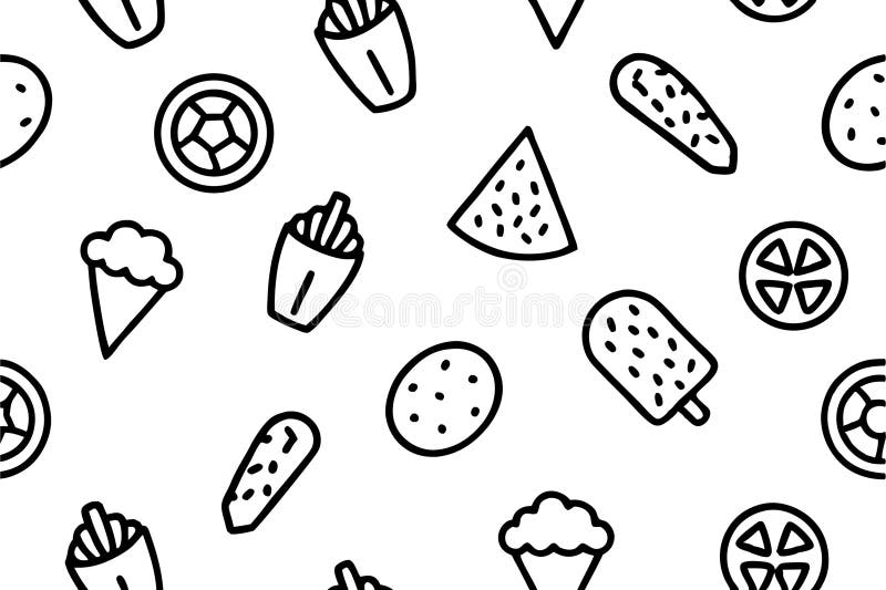 Whimsical Hand Drawn Food Pattern Backgrounds – Perfect for Creative ...