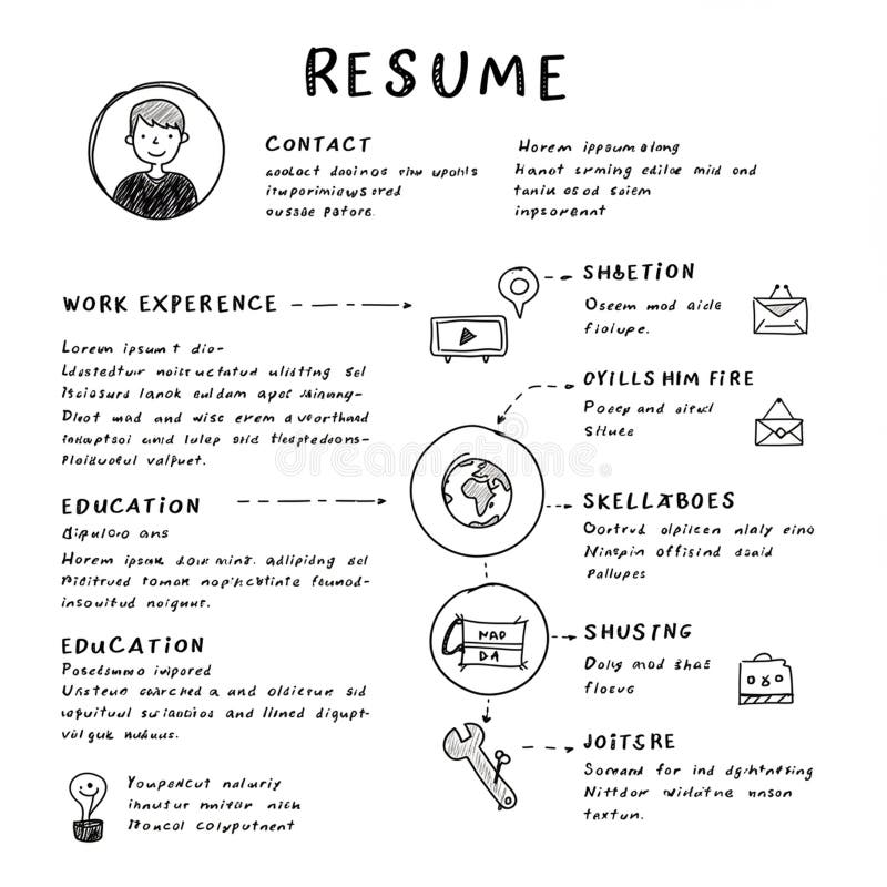 A Whimsical, Hand-drawn Resume with a Playful Layout. it Includes ...