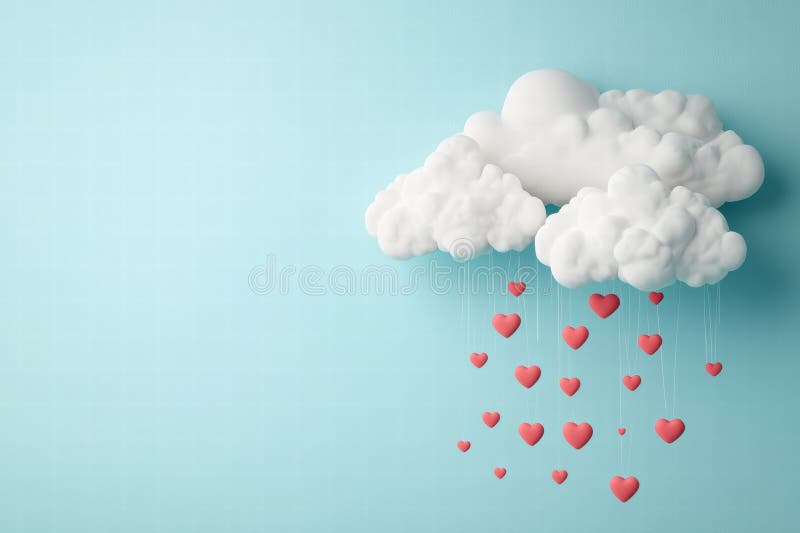 Whimsical Hand Drawn Valentines Day Design Featuring a Cloud with ...