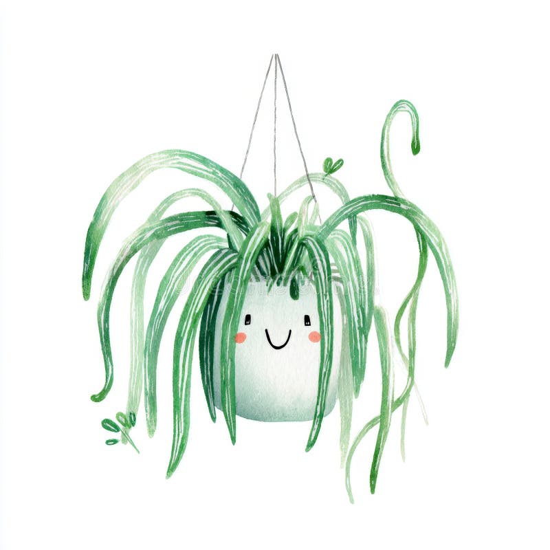 Whimsical Hanging Plant with Smiling Face for Cute Home Decor Stock ...