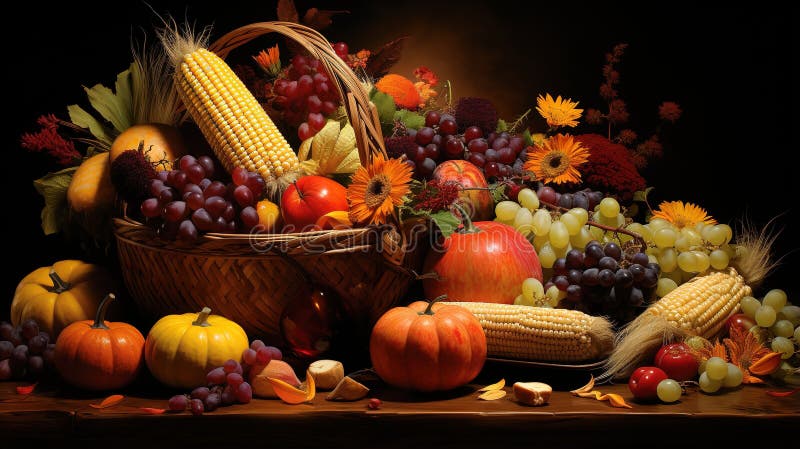 A Whimsical and Heartwarming Thanksgiving Scene, with a Cornucopia ...