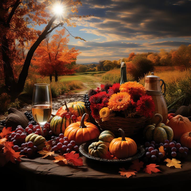 A Whimsical and Heartwarming Thanksgiving Scene, with a Cornucopia ...
