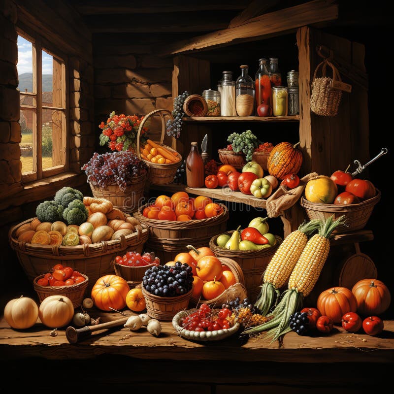 A Whimsical and Heartwarming Thanksgiving Scene, with a Cornucopia ...