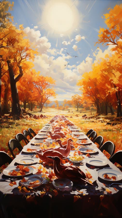 A Whimsical and Heartwarming Thanksgiving Scene, with a Cornucopia ...