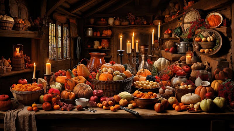 A Whimsical and Heartwarming Thanksgiving Scene, with a Cornucopia ...