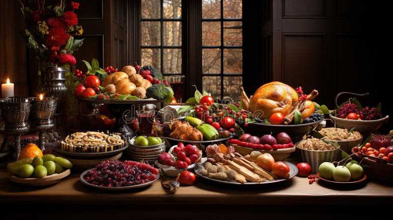 A Whimsical and Heartwarming Thanksgiving Scene, with a Cornucopia ...