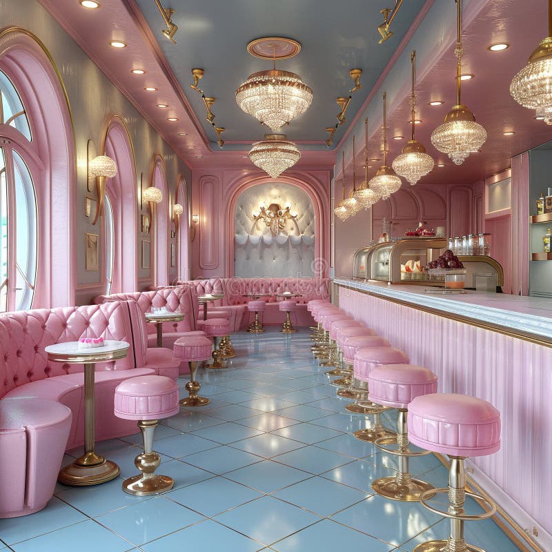 Whimsical Ice Cream Parlor with Pastel Colors and Vintage Decor.3D ...