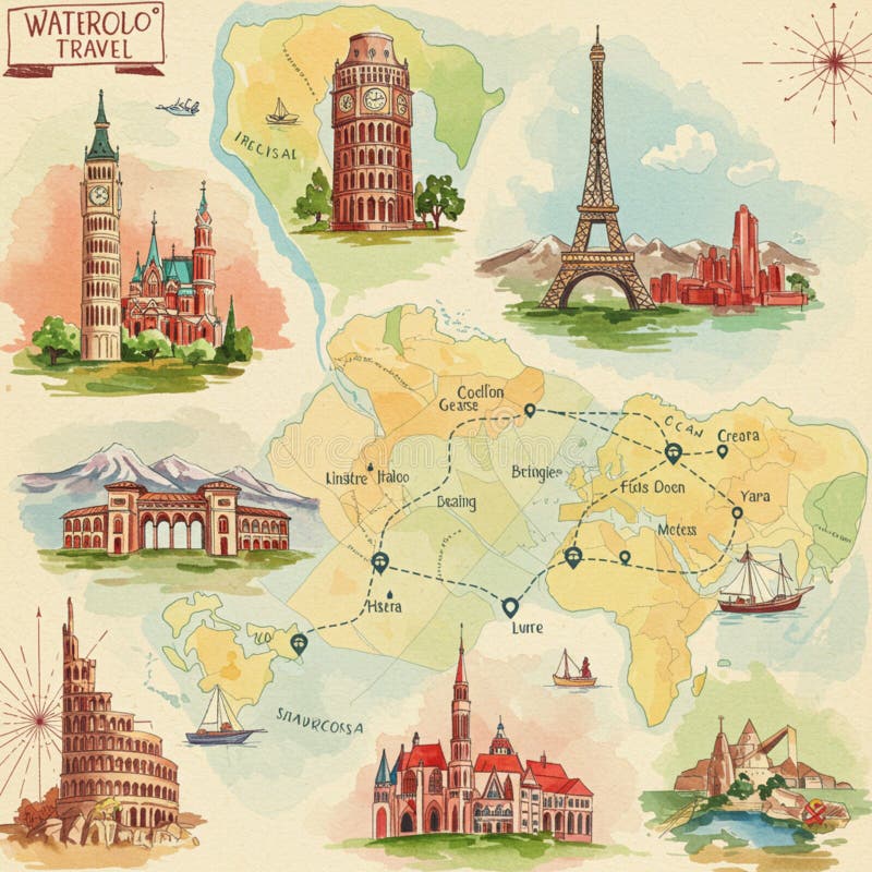 Whimsical Illustrated Map Features Iconic Landmarks with Creative ...