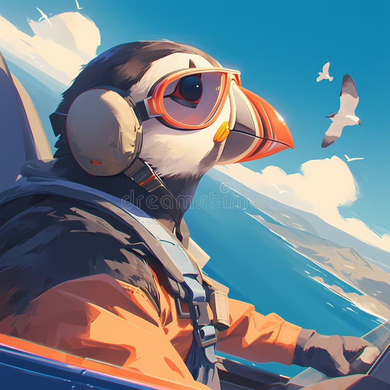 Bird Pilot S Adventure in the Clouds Stock Illustration - Illustration ...