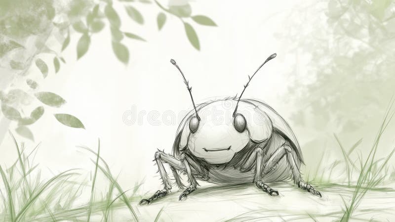 Bug Busting Day Whimsical Illustration of a Cartoon Bug in a Serene ...