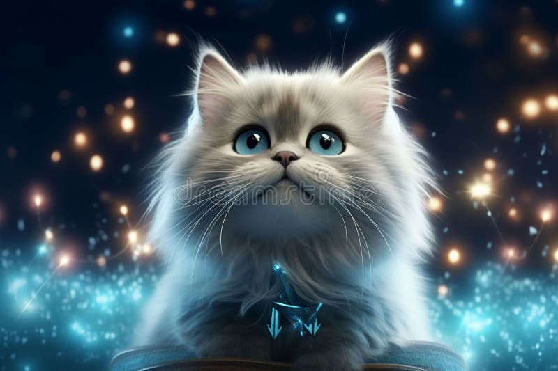 Whimsical Illustration of a Cat with Star Stock Illustration ...