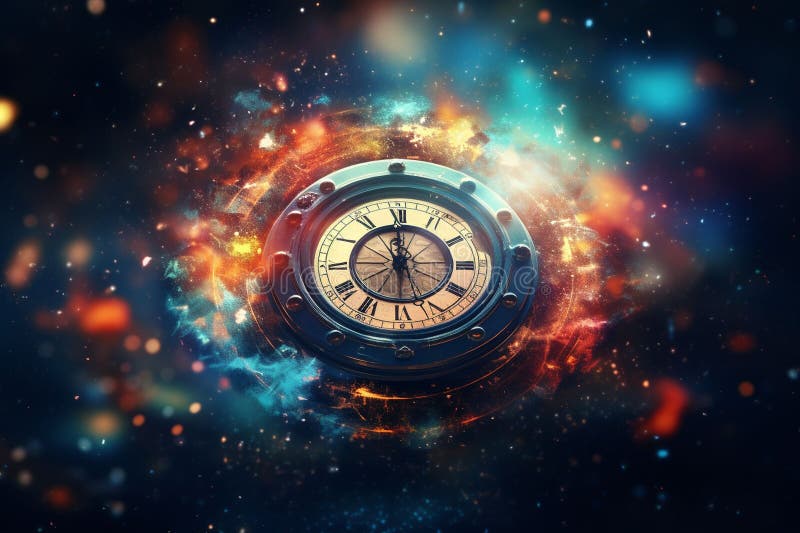 Whimsical Illustration of a Clock Face Turning Stock Illustration ...