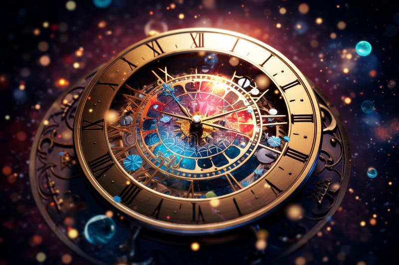 Whimsical Illustration of a Clock Face Turning Stock Illustration ...