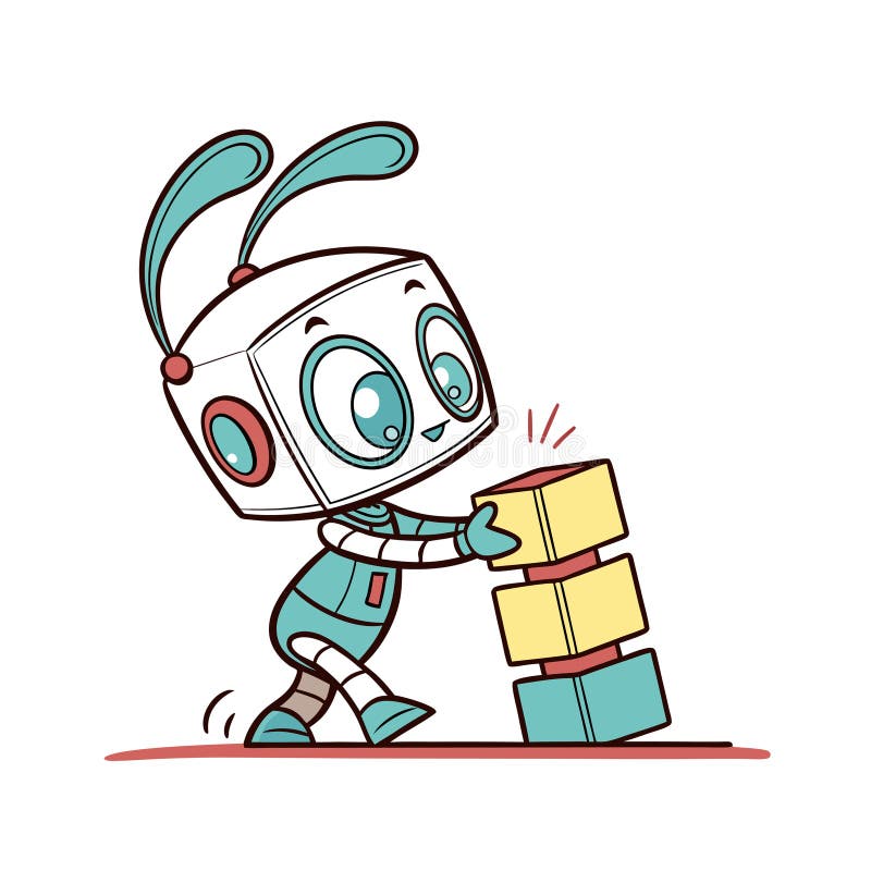 Cute Robot Buddy with Helpful Nature Stock Vector - Illustration of ...