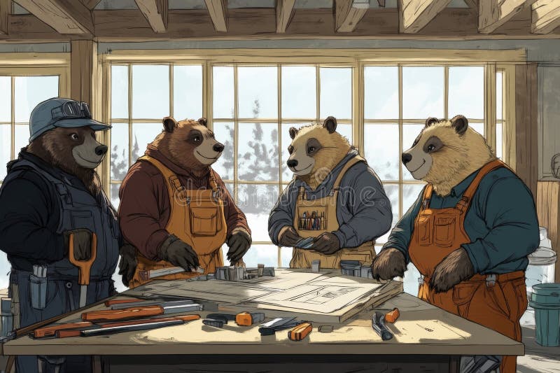 Beavers Planning Their Construction Project Stock Illustration ...