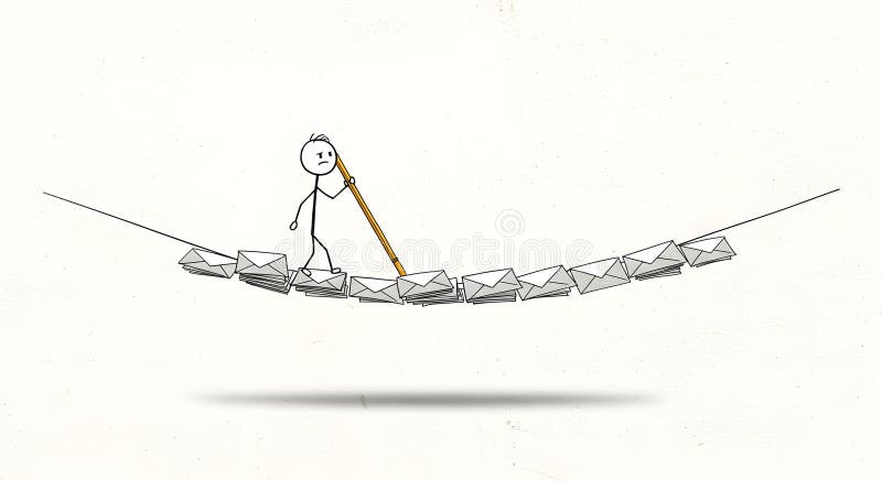 Stick Figure Balancing Act on a Precarious Mail Bridge Stock ...