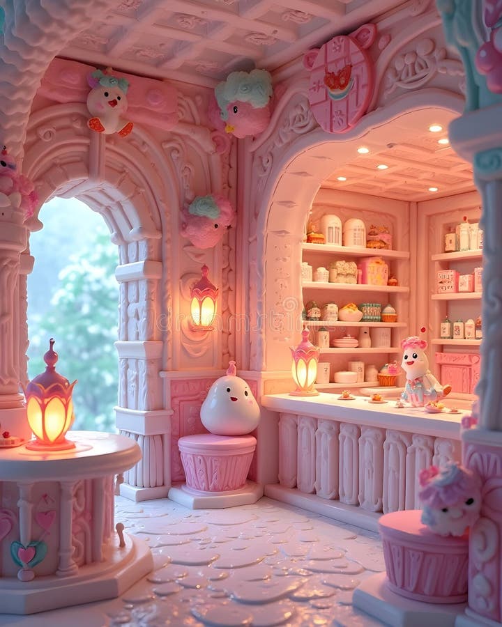 Fantasy Candy Witch Café with Ghost Lanterns – Pastel Halloween ...