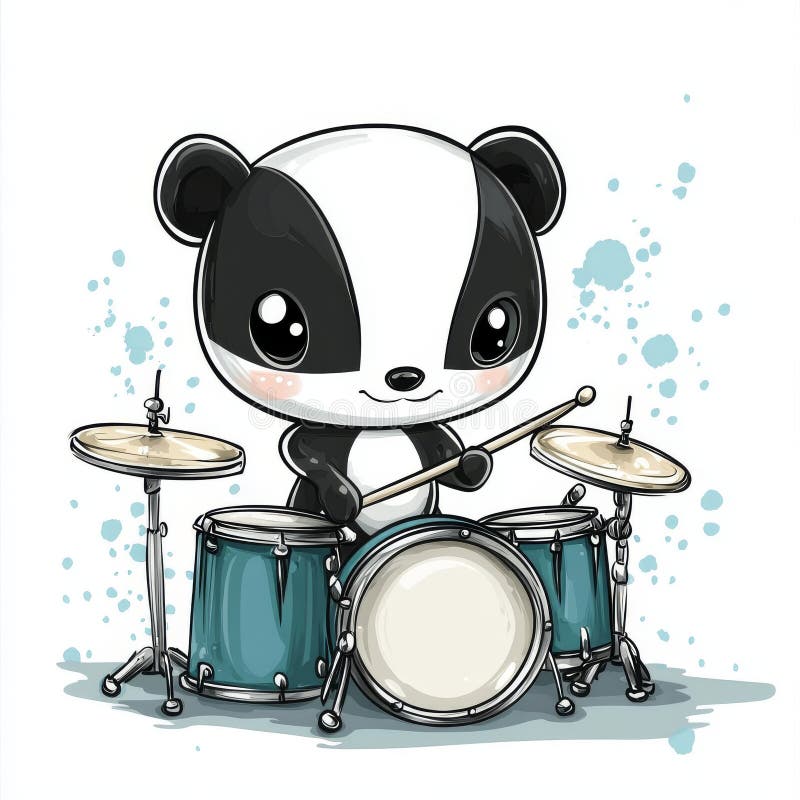 This Whimsical Illustration Features an Adorable Skunk Playing a Drum ...