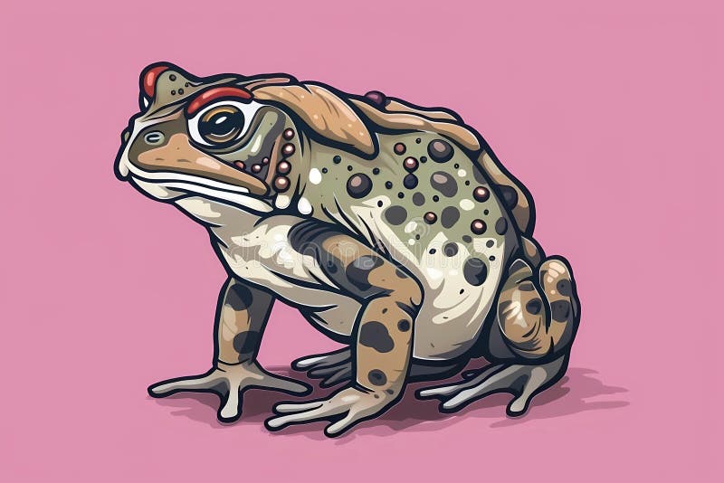 Toad on a Pink Background, Cartoon Style Stock Illustration ...