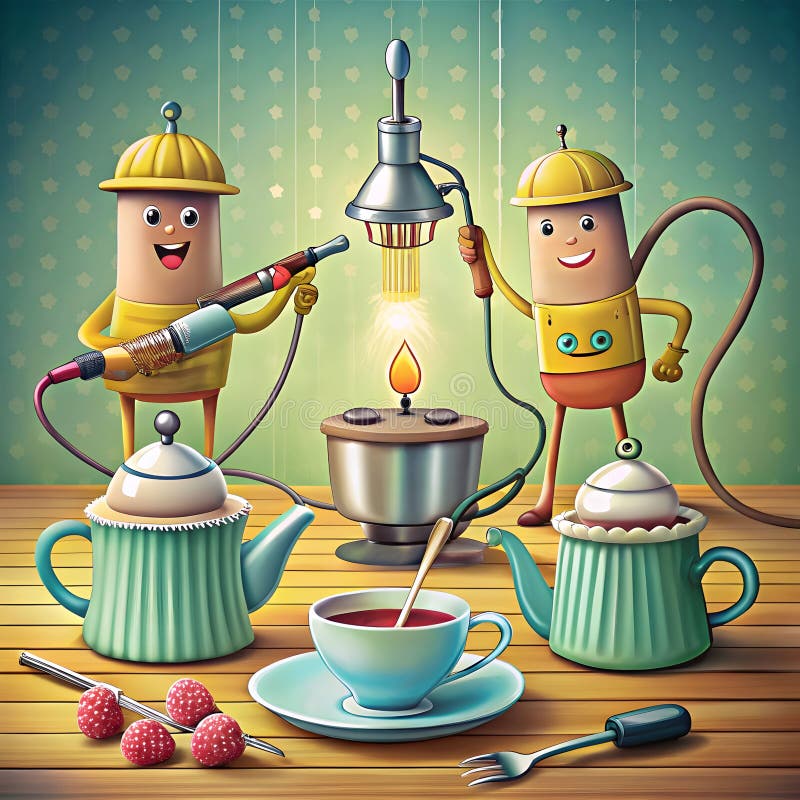 A Whimsical Illustration Features Electrical Tools Having Fun Stock ...