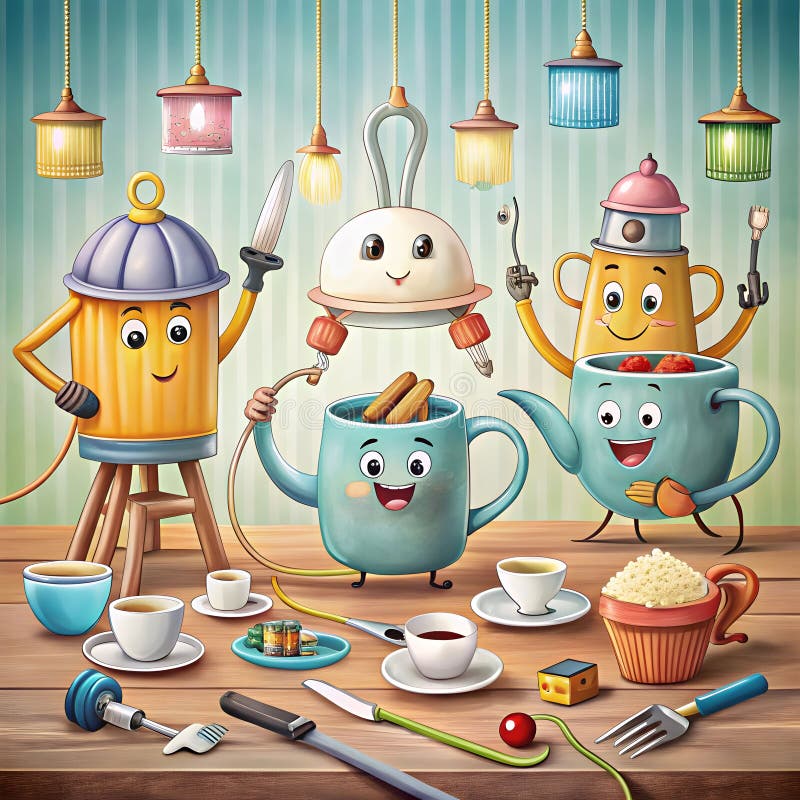 A Whimsical Illustration Features Electrical Tools Having Fun Stock ...