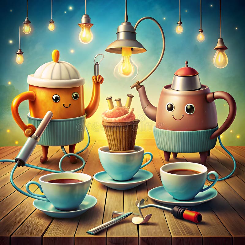 A Whimsical Illustration Features Electrical Tools Having Fun Stock ...