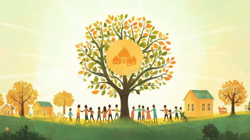 A Whimsical Illustration Features a Group of Diverse People Holding ...