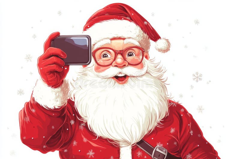 Santa Claus S Fun Selfie Moment Stock Illustration - Illustration of ...