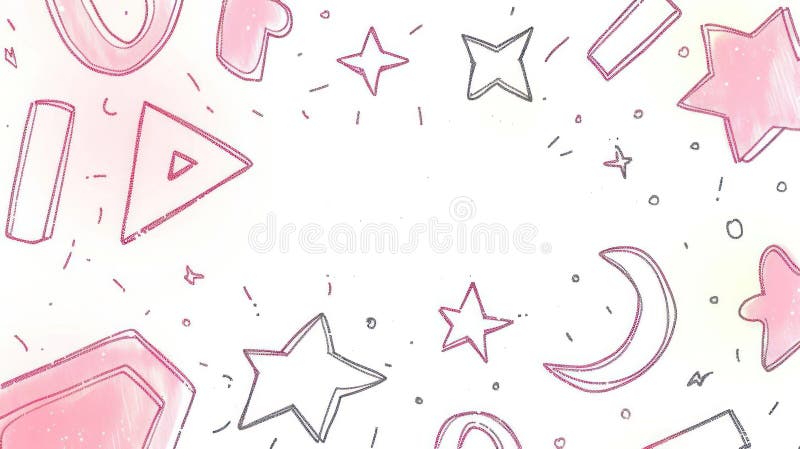 A Whimsical Illustration Featuring Stars, Moons, and Geometric Shapes ...