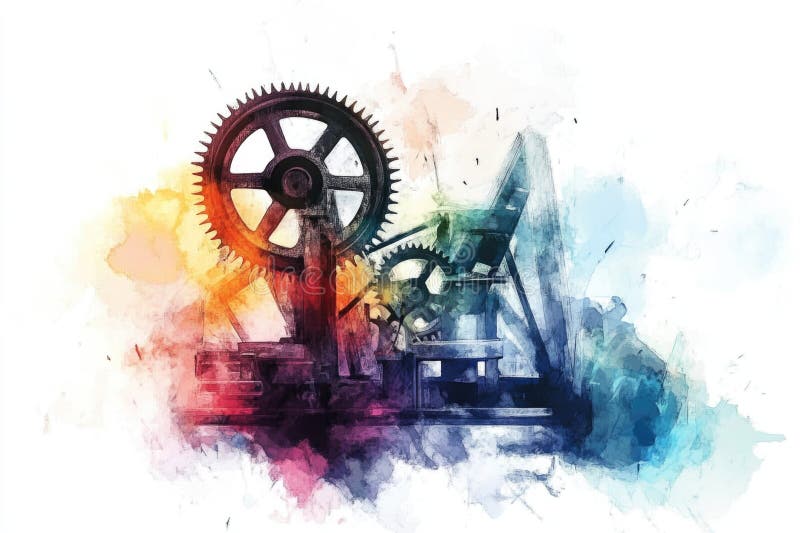 A Whimsical Illustration of a Machine with Intricate Gears, Perfect for ...