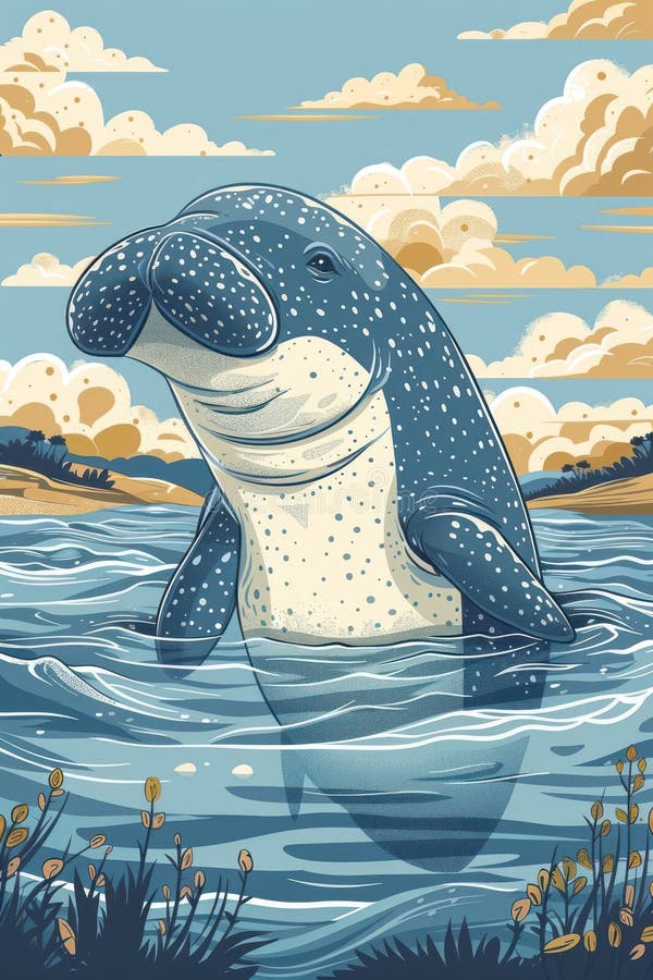 Gentle Manatee in Calm Waters, a Serene Coastal Scene Stock ...