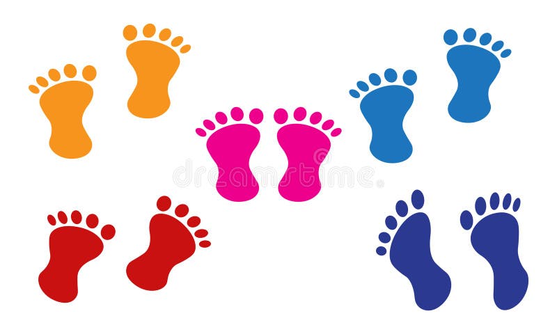 A Whimsical Illustration of Multiple Colorful Footprints Against a ...