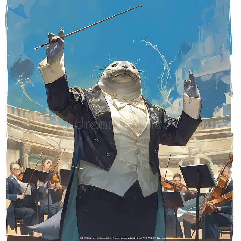 Inspiring Maestro Seahorse Conducts Orchestra Stock Illustration ...